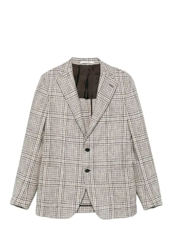 Tagliatore Check Pattern Jacket - Brown