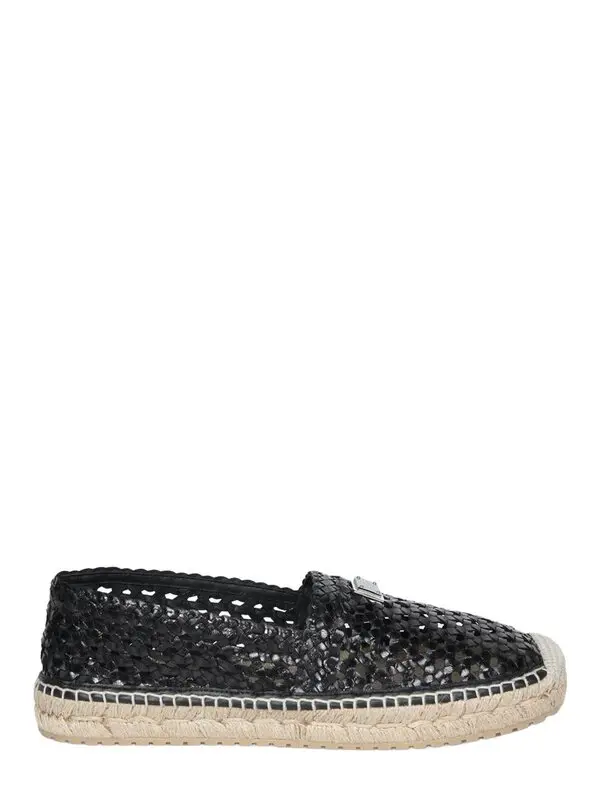 Dolce & Gabbana Woven Espadrilles With Logo - Black