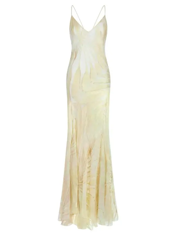 Roberto Cavalli Satin Maxi Dress - Neutrals