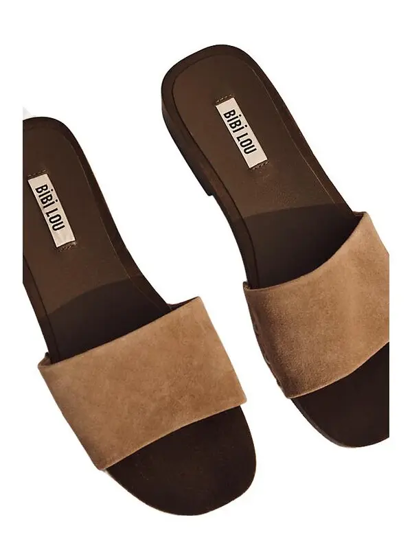 BIBI LOU Wood-bottom Slides - Taupe
