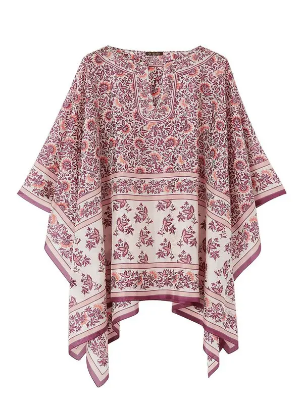 Loro Piana Daniela Flower-printed Silk Caftan - Lilac Syrup Melange