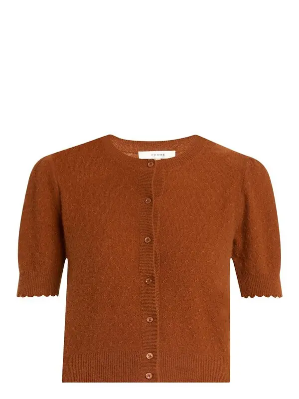 FRAME The Cashmere Pointelle Cardigan - Brown