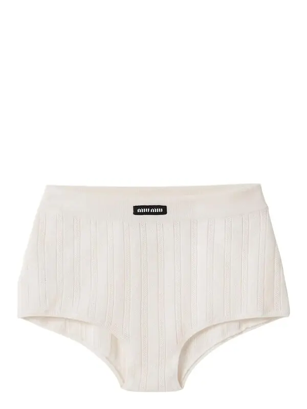 Miu Miu Openwork Knit Shorts - F0009 Bianco