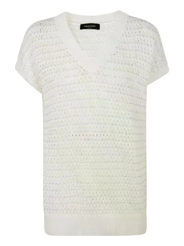 Fabiana Filippi Open-knit T-shirt - White