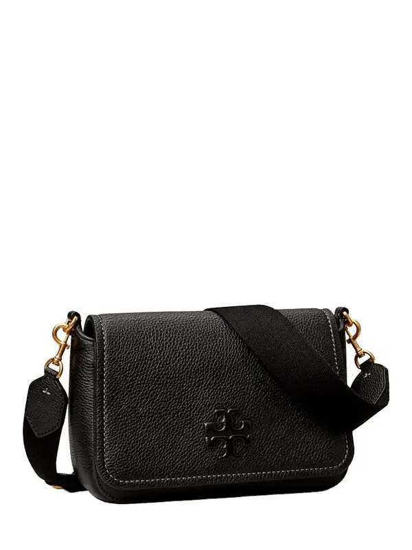 Tory Burch Leather Flap Crossbody - Black