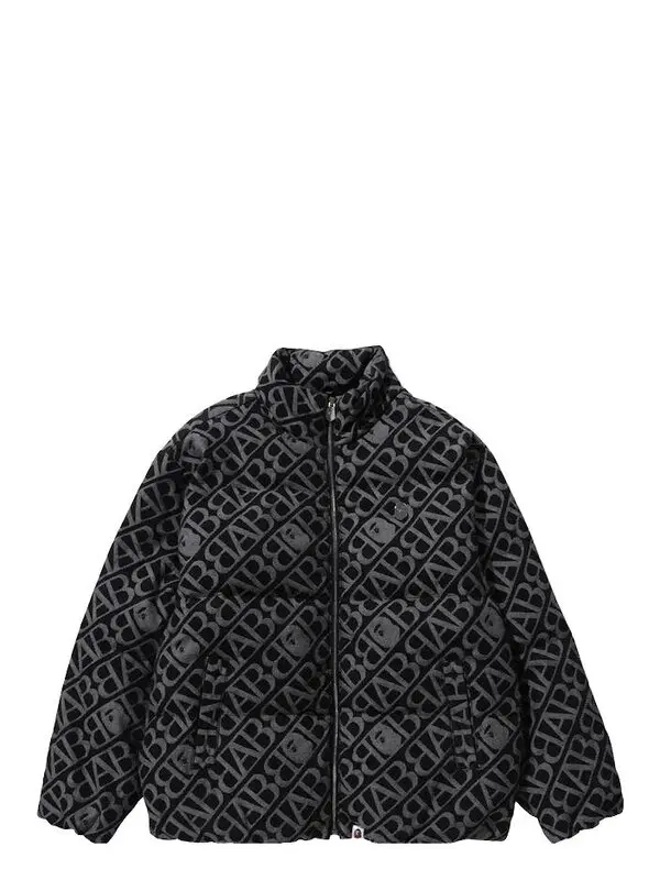BAPE Denim Monogram Puffer Down Jacket - Black