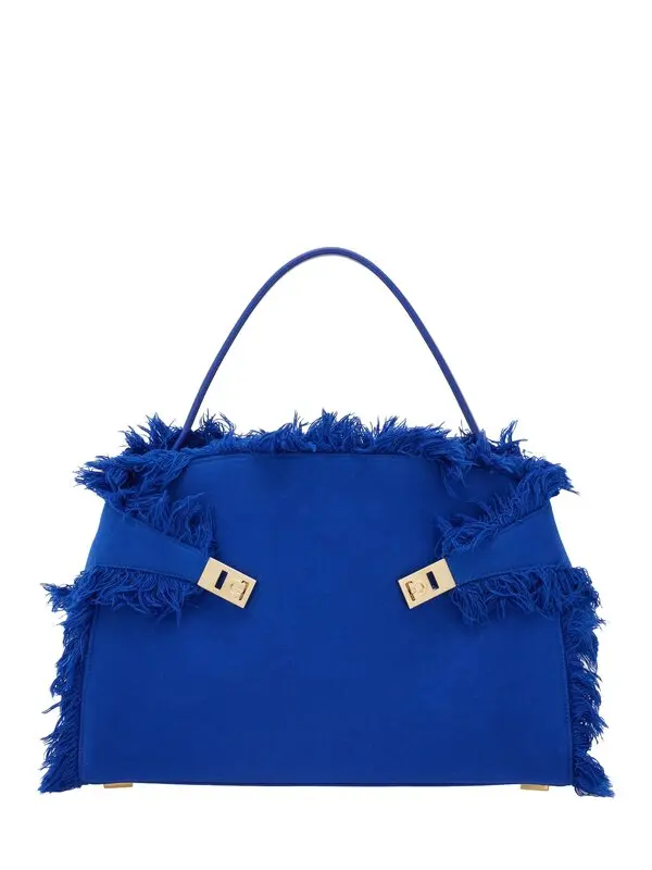 FERRAGAMO Fringed Hug Soft Shoulder Bag - Blue
