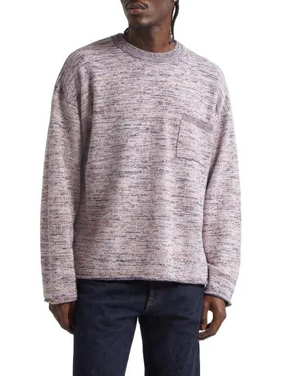 WASTE YARN PROJECT Alice Pocket Crewneck Sweater - Light Black Melange