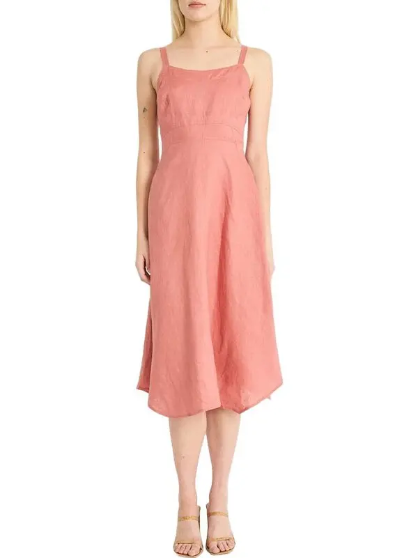 LUXELY Sleeveless A-line Linen Dress - Canyon Rose