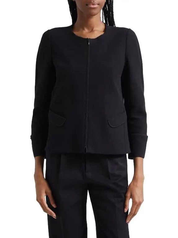Emporio Armani Ottoman Stretch Cotton Short Jacket - Black