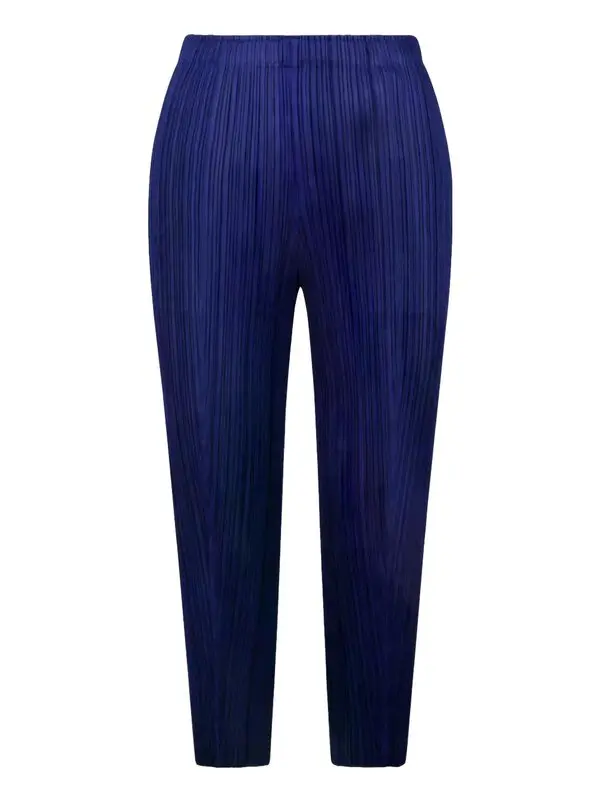 Issey Miyake Pleated Cropped Trousers - Blue
