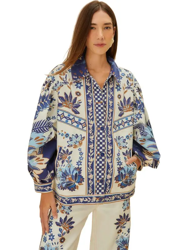 Farm Rio Off-white Ana Tapestry Tropical Jacket - Ana Tapestry Off-white