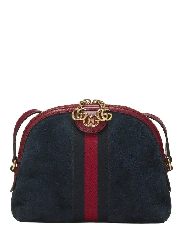 Gucci Ophidia Suede Shoulder Bag - Navy