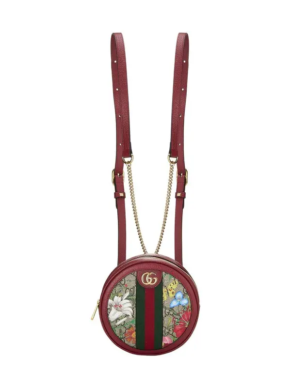 Gucci Gg Supreme Canvas Ophidia Round Backpack - Red