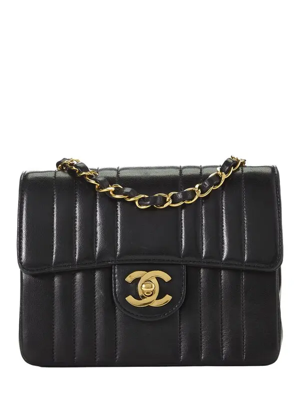 Chanel Vertical Quilted Lambskin Flap Bag - Black