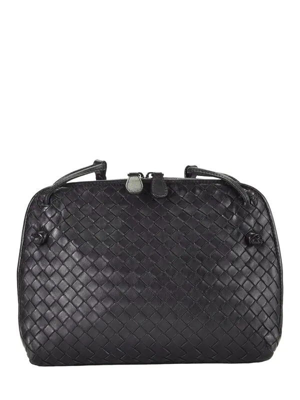 Bottega Veneta Intrecciato Leather Nodini Crossbody - Black