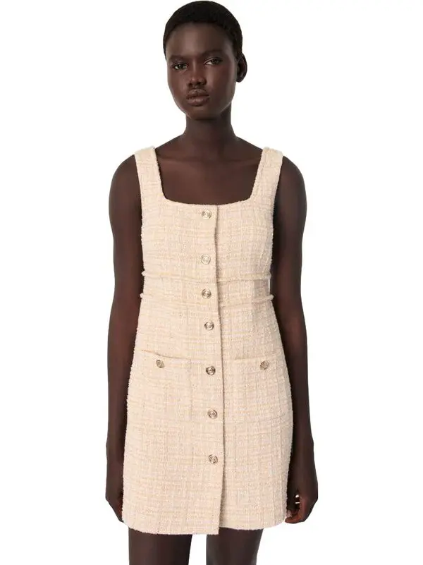 Maje Mini Tweed Dress - Beige