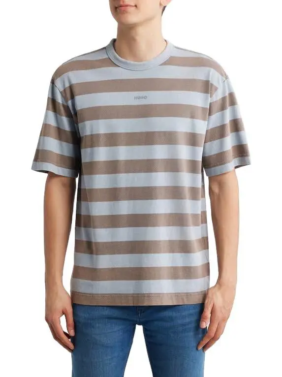 Hugo Dockoe Stripe Cotton T-shirt - Open Blue