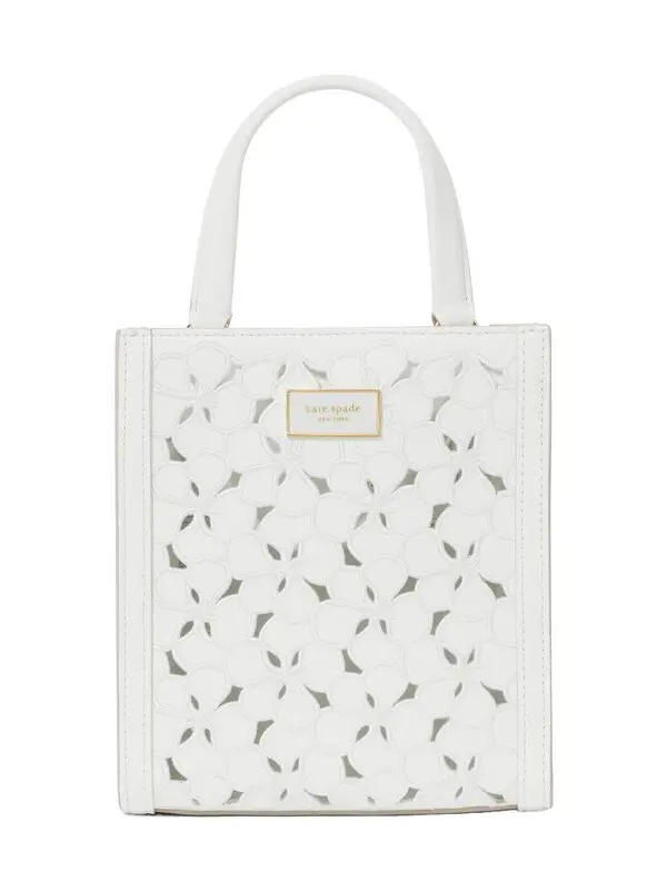 Kate Spade New York Mini Manhattan Eyelet Leather Crossbody Bag - True White