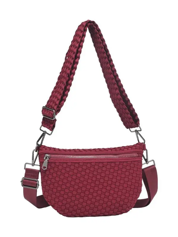 SOL AND SELENE Ethereal Woven Neoprene Crossbody Bag - Wine