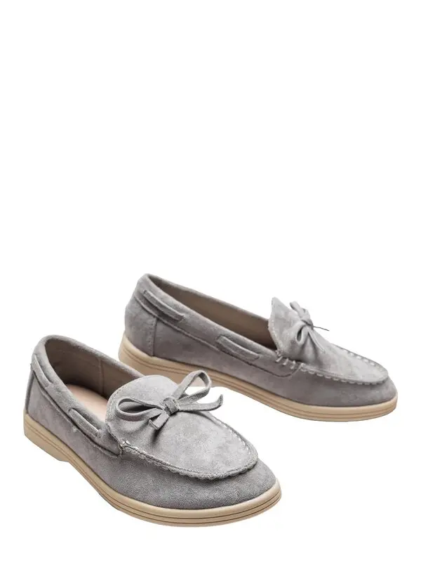 MOUSTACHE Suede Moccasin Loafers - Gray