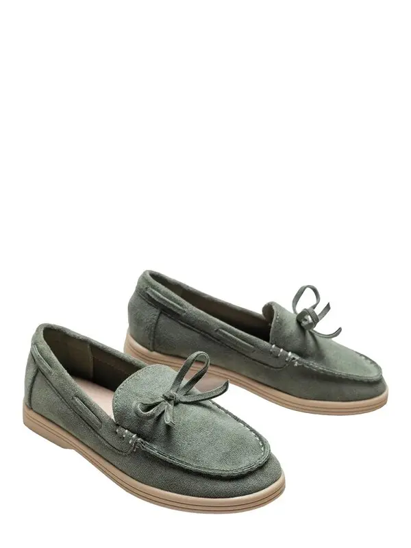 MOUSTACHE Suede Moccasin Loafers - Olive Green
