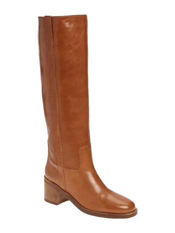 TONY BIANCO Knee High Block Heel Boot - Toffee Como