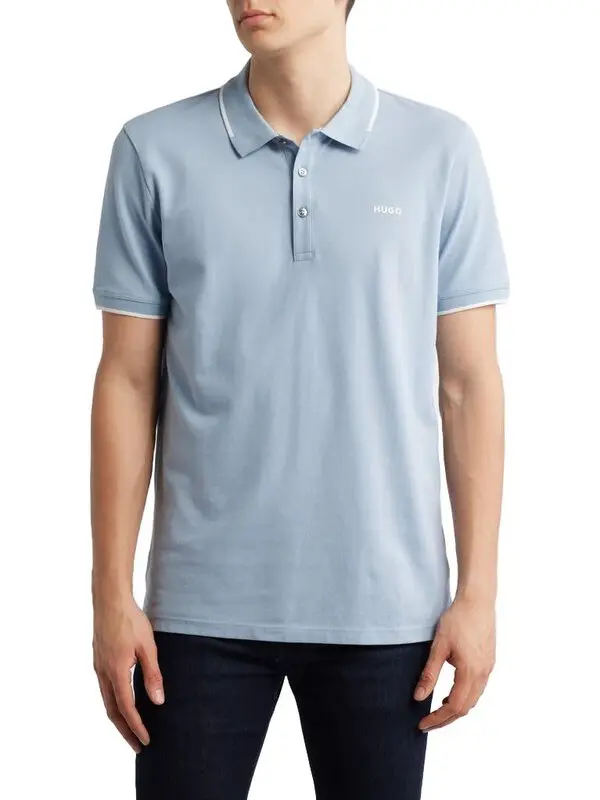 Hugo Dino Tipped Polo - Open Blue