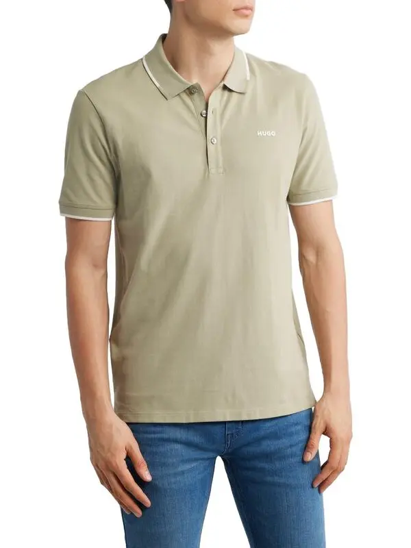 Hugo Dino Tipped Polo - Open Green