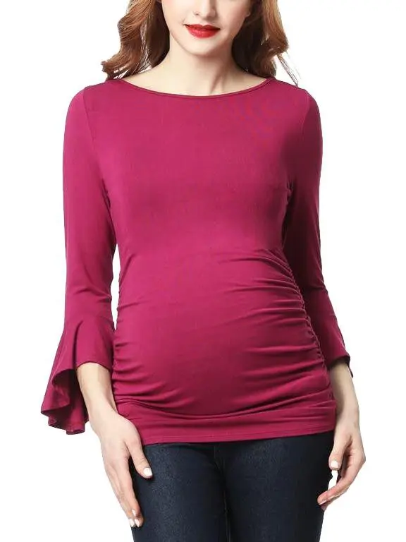 KIMI + KAI Andrea Maternity Ruched Top - Berry