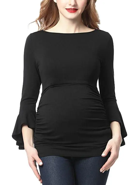 KIMI + KAI Andrea Maternity Ruched Top - Black