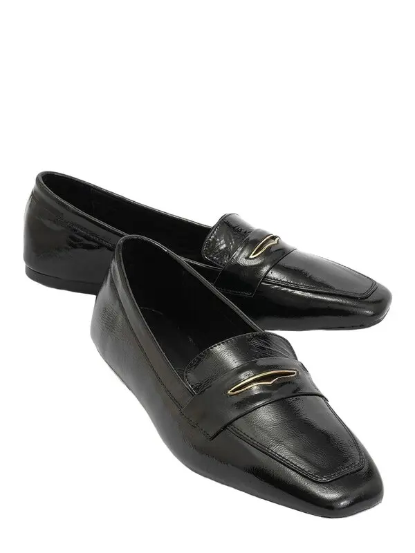 FOREVER & ALWAYS SHOES Iridessa Leather Flat Loafers - Black Patent Leather