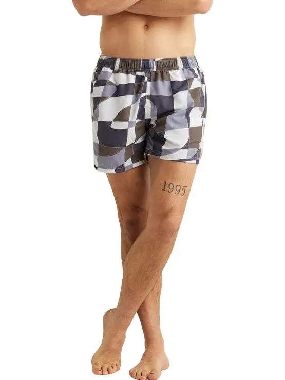 AUTO-REPLY™ Sebastian Print Nylon Swim Trunks - Abstract Geo