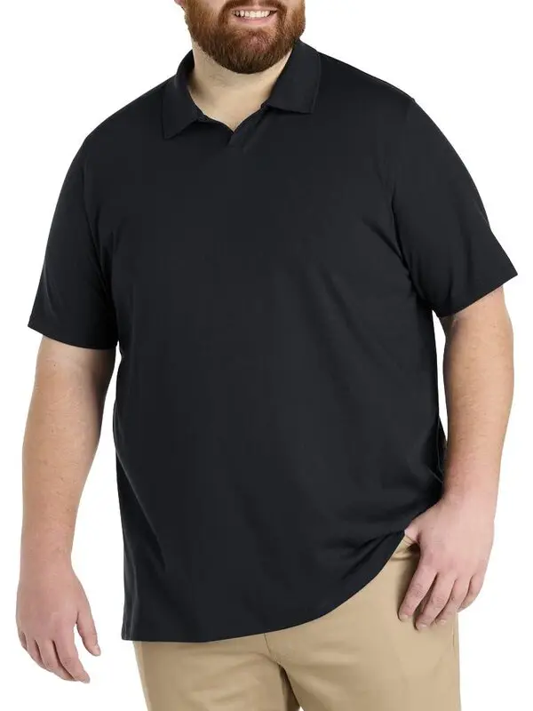 OAK HILL BY DXL Big & Tall 37.5® Technology Notched Performance Polo Shirt - Black