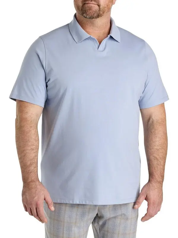 OAK HILL BY DXL Big & Tall 37.5® Technology Notched Performance Polo Shirt - Country Blue Heather