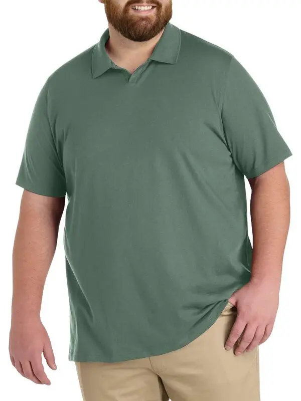 OAK HILL BY DXL Big & Tall 37.5® Technology Notched Performance Polo Shirt - Dark Forest