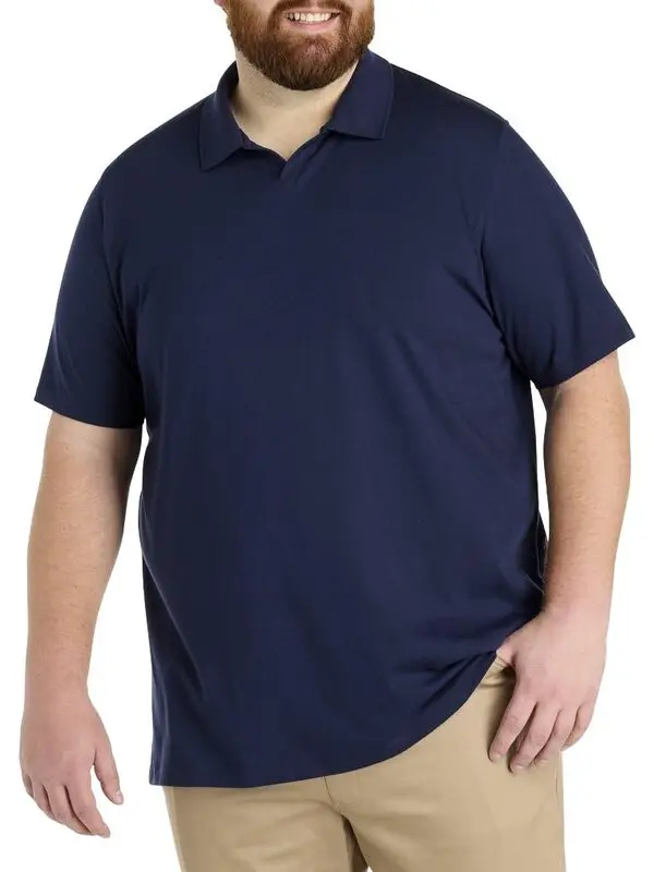 OAK HILL BY DXL Big & Tall 37.5® Technology Notched Performance Polo Shirt - Peacoat
