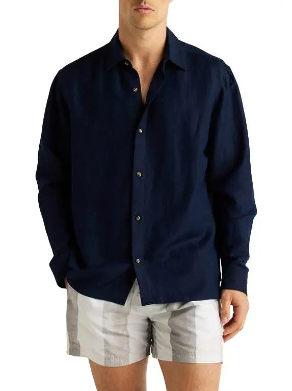 AUTO-REPLY™ Andrew Linen Blend Button-up Shirt - Abyss