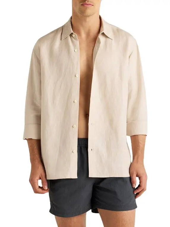 AUTO-REPLY™ Andrew Linen Blend Button-up Shirt - Sand