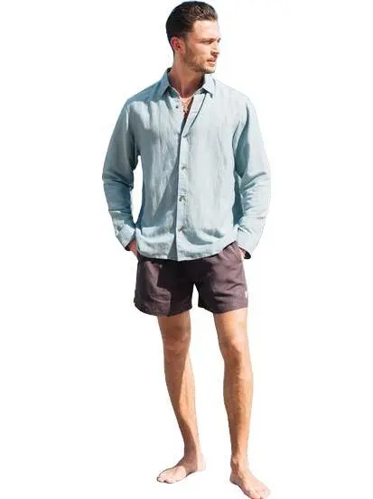 AUTO-REPLY™ Andrew Linen Blend Button-up Shirt - Surf