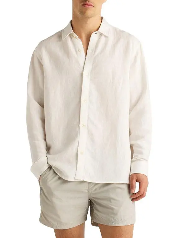 AUTO-REPLY™ Andrew Linen Blend Button-up Shirt - White