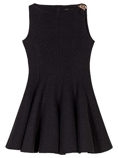 Maje Mini Flared Tweed Dress - Black