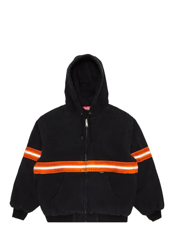 Supreme Reflective Stripe Hooded Work Jacket - Black