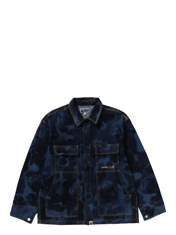 BAPE Floral Camo Jacquard Denim Work Jacket - Blue
