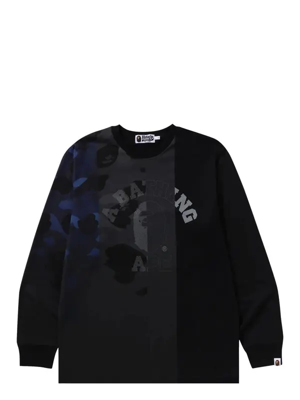 A BATHING APE Patch Work Print Long-sleeve Tee - Black