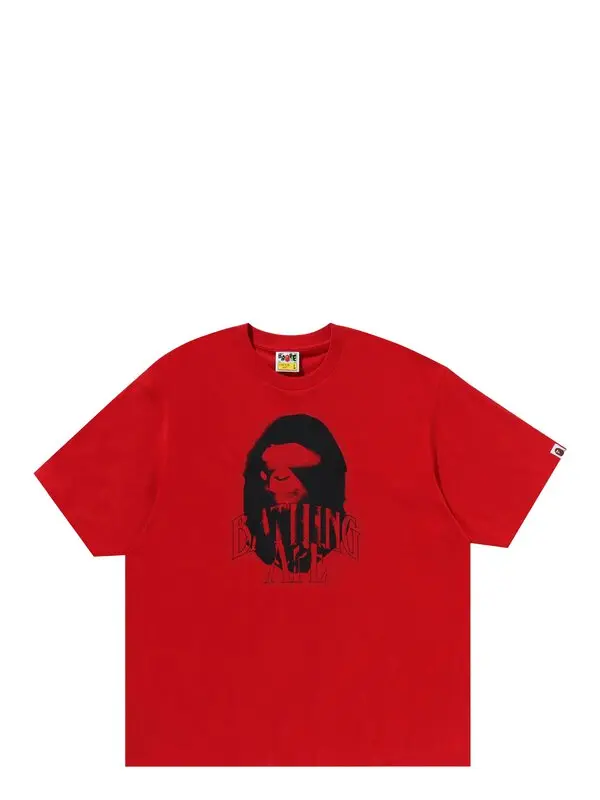 A BATHING APE Spray Print Logo Relaxed Fit Tee - Red