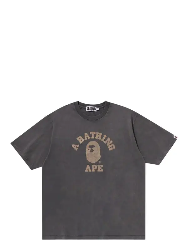 A BATHING APE Overdye College Relaxed Fit Tee 'charcoal - Black