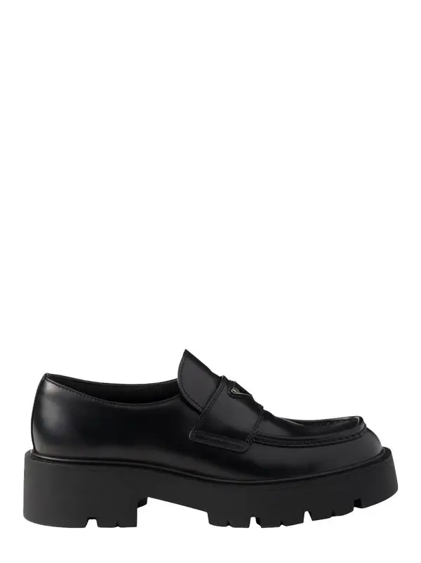 Prada Brushed Leather Chunky Loafer - Black