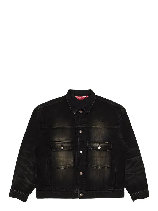 Supreme Distressed Selvedge Trucker Jacket - Black