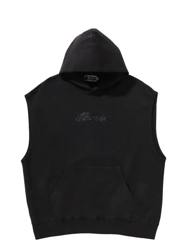 A BATHING APE Garment Dyed Sleeveless Hoodie - Black